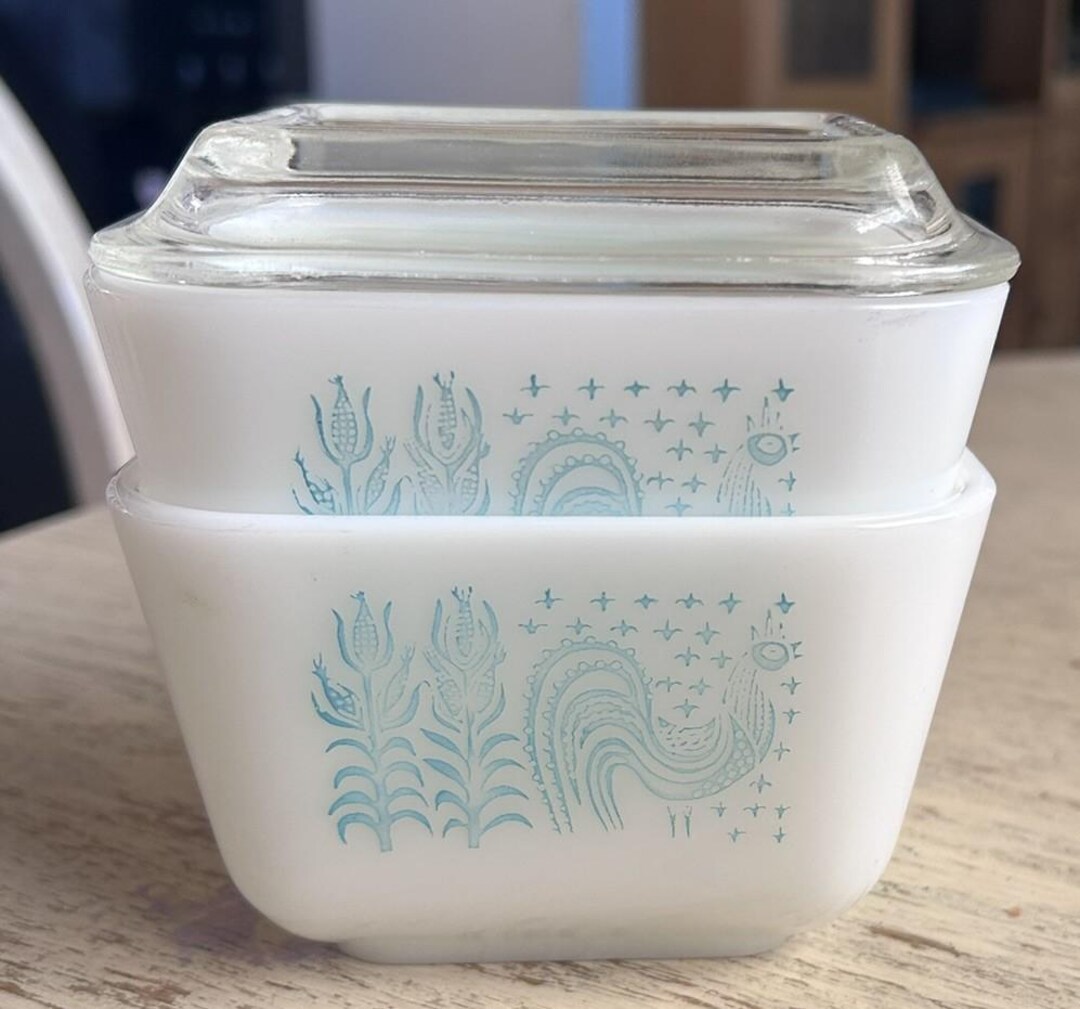 Set of Vintage Pyrex Turquoise Amish Butterprint 0501 Refrigerator ...