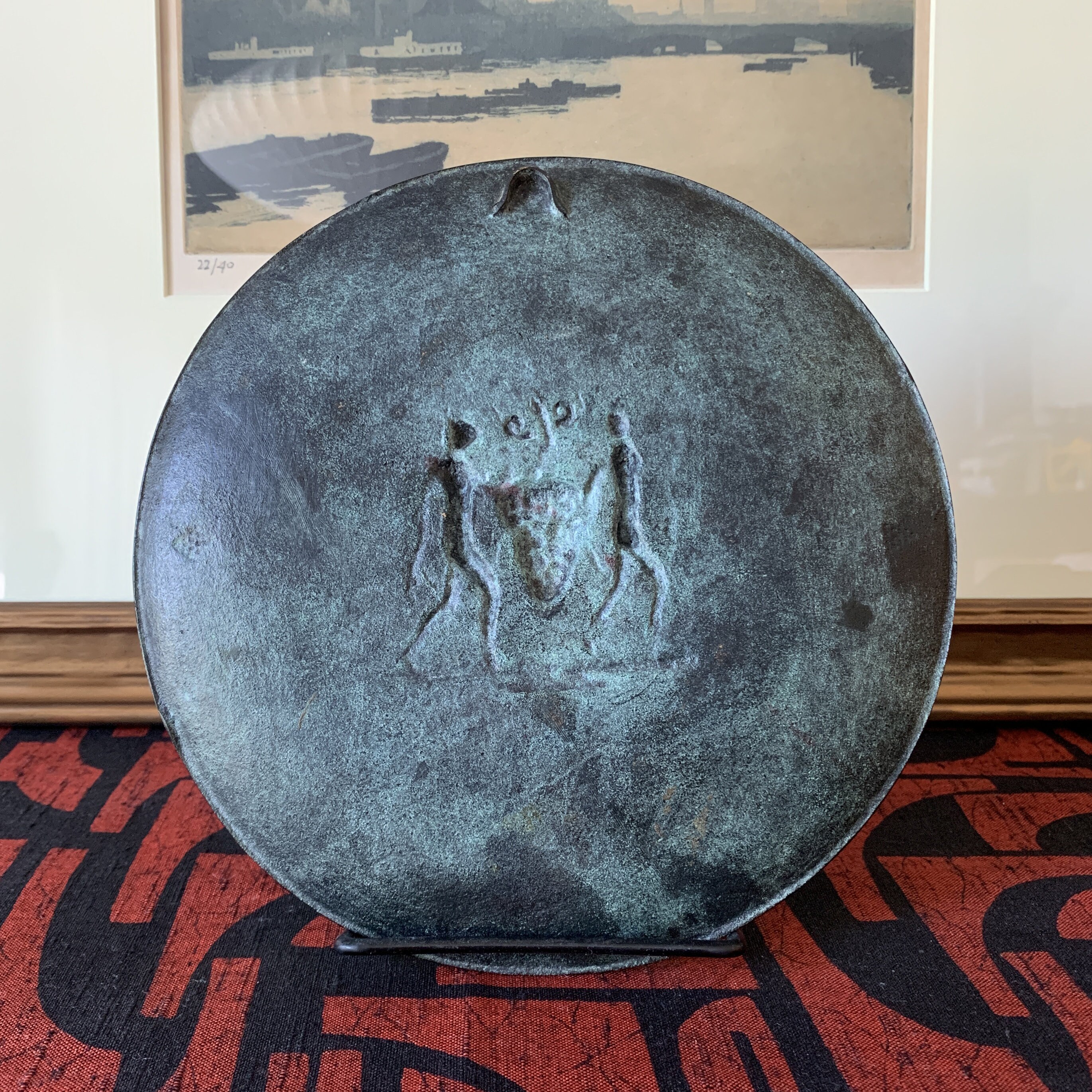 Mid Century Fritz Nuss (1907-1999) Bronze Wall Plate With Harvest ...