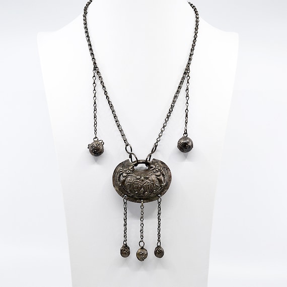 Vintage Chinese Longevity Spirit Lock Necklace Etsy