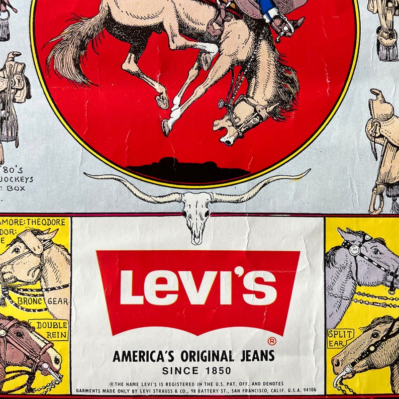 1960s Levi’s Jo Mora “evolution of the Cowboy” Poster - Etsy