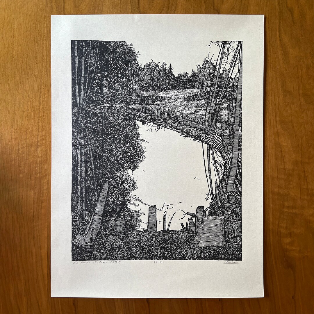 1979 Art Hansen (1929 - 2017) Lithograph, “the Pond - October 1979,” 64 ...