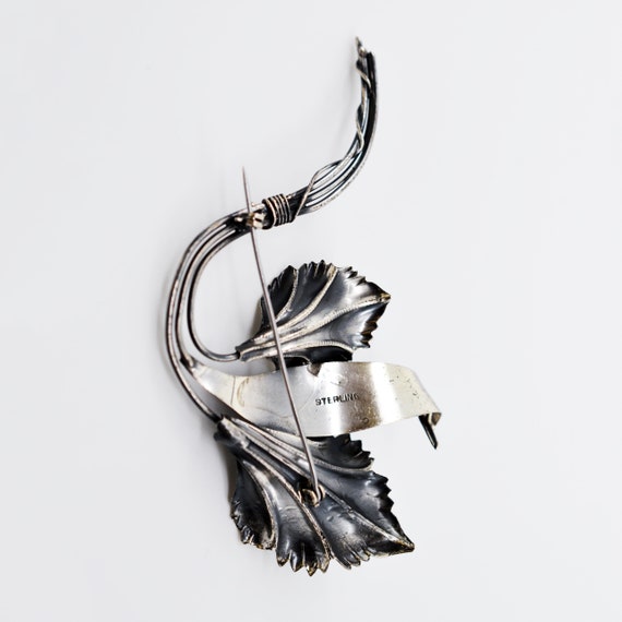 Mid-Century Hand Wrought Sterling Silver Flowers Broo… - Gem