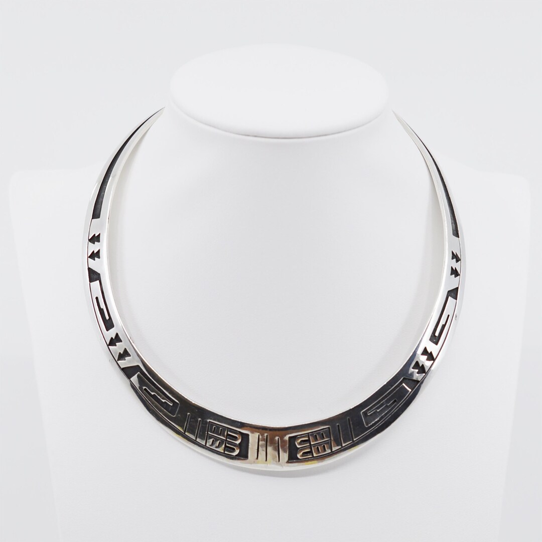 Vintage Native American Hopi Style Collar de collar de plata de ley ...