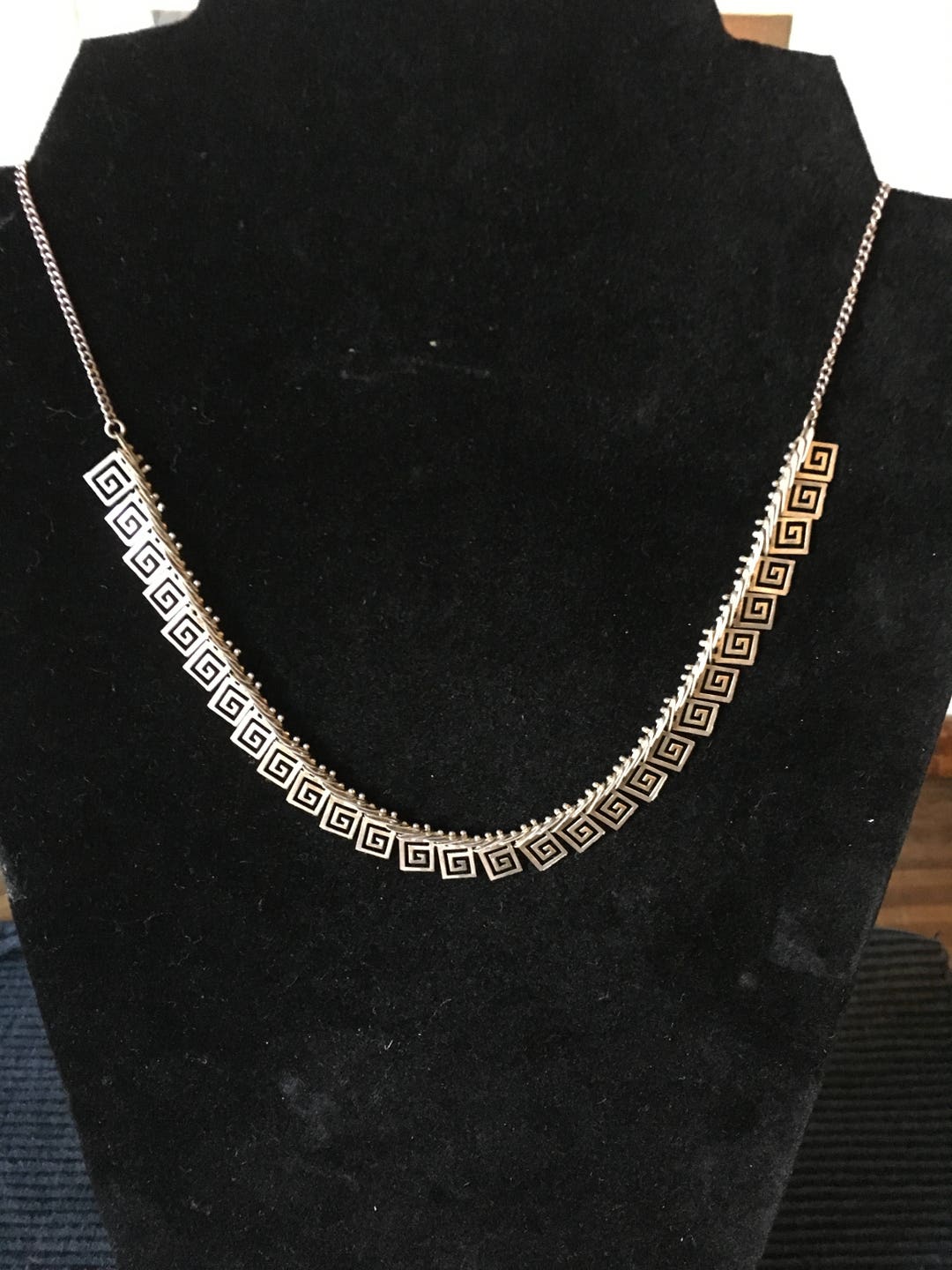 Mid-century Silver Greek Key Necklace Marked 950 - Etsy