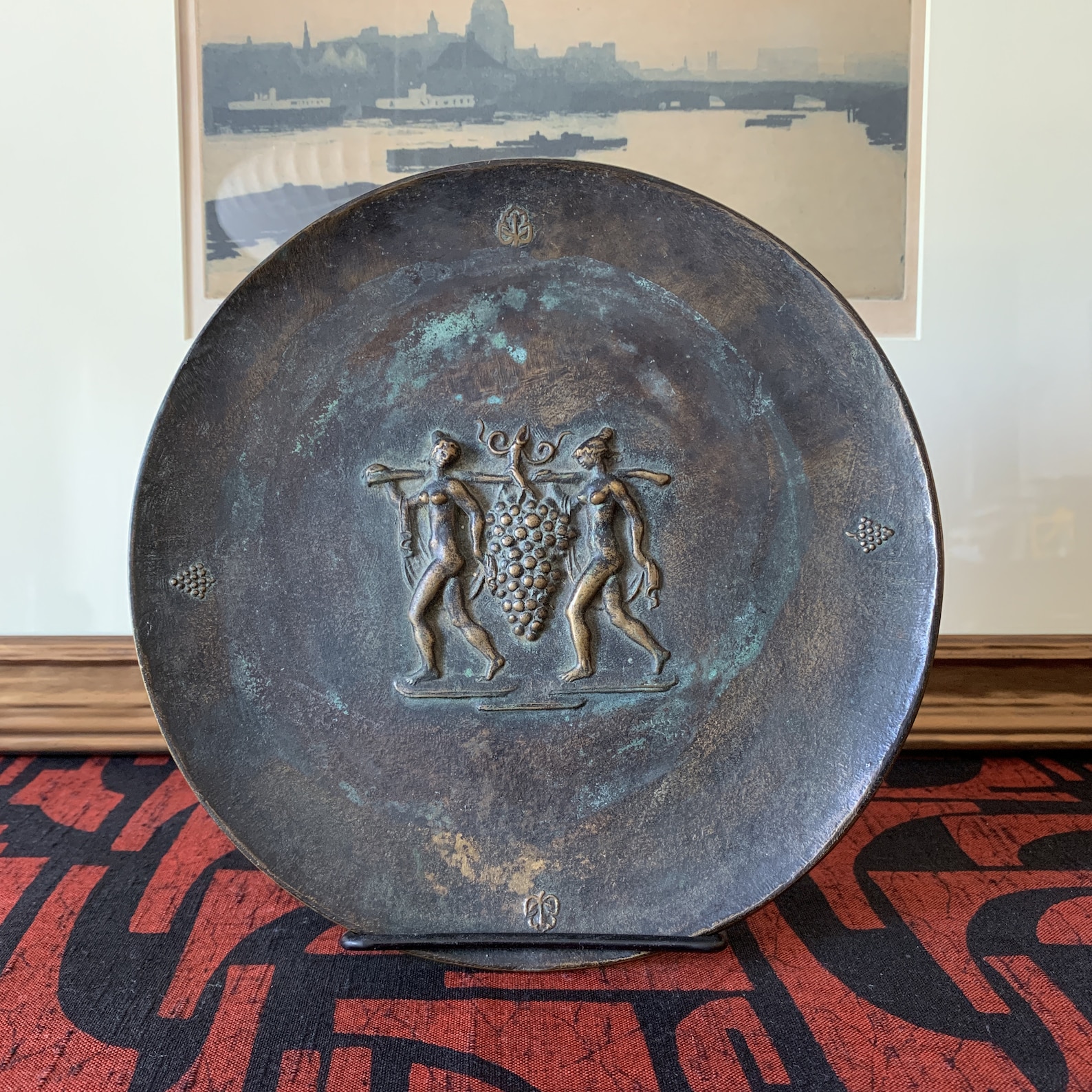 Mid Century Fritz Nuss (1907-1999) Bronze Wall Plate With Harvest ...