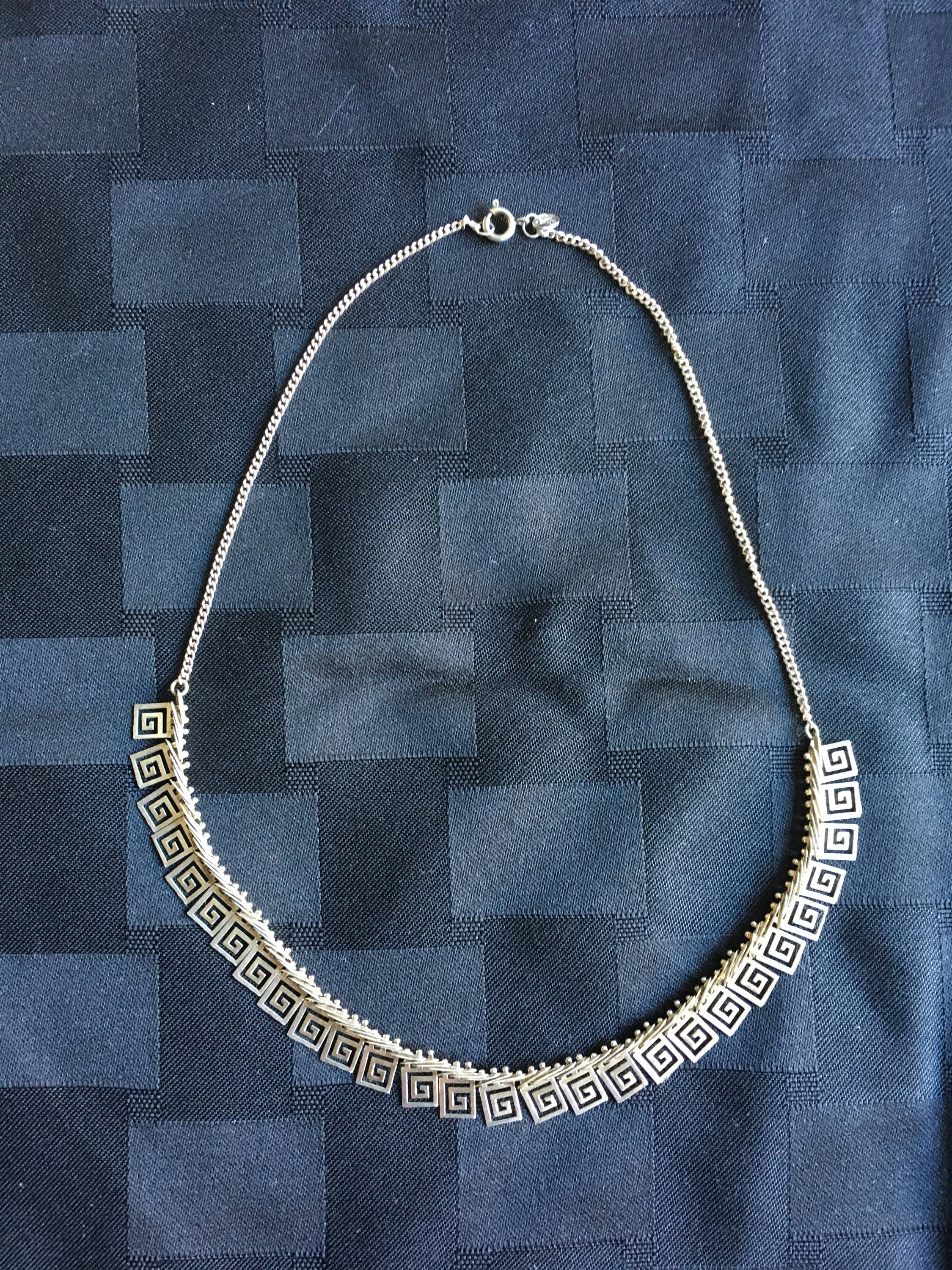 Mid-century Silver Greek Key Necklace Marked 950 - Etsy