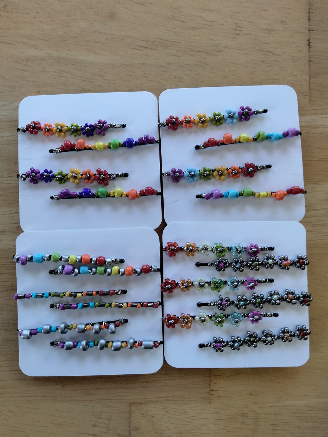 Rainbow Beaded Bobby Pin Sets, Beaded Hair Pin, Hair Pin, Bobby Pin ...