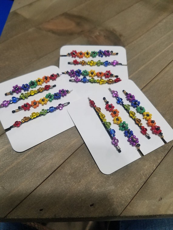 Rainbow beaded bobby pin sets beaded hair pin hair pin | Etsy