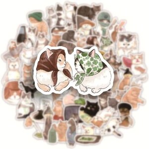 50 PCS Funny Cat PVC Sticker Pack | for Laptop, Phone Case, Skateboard ...