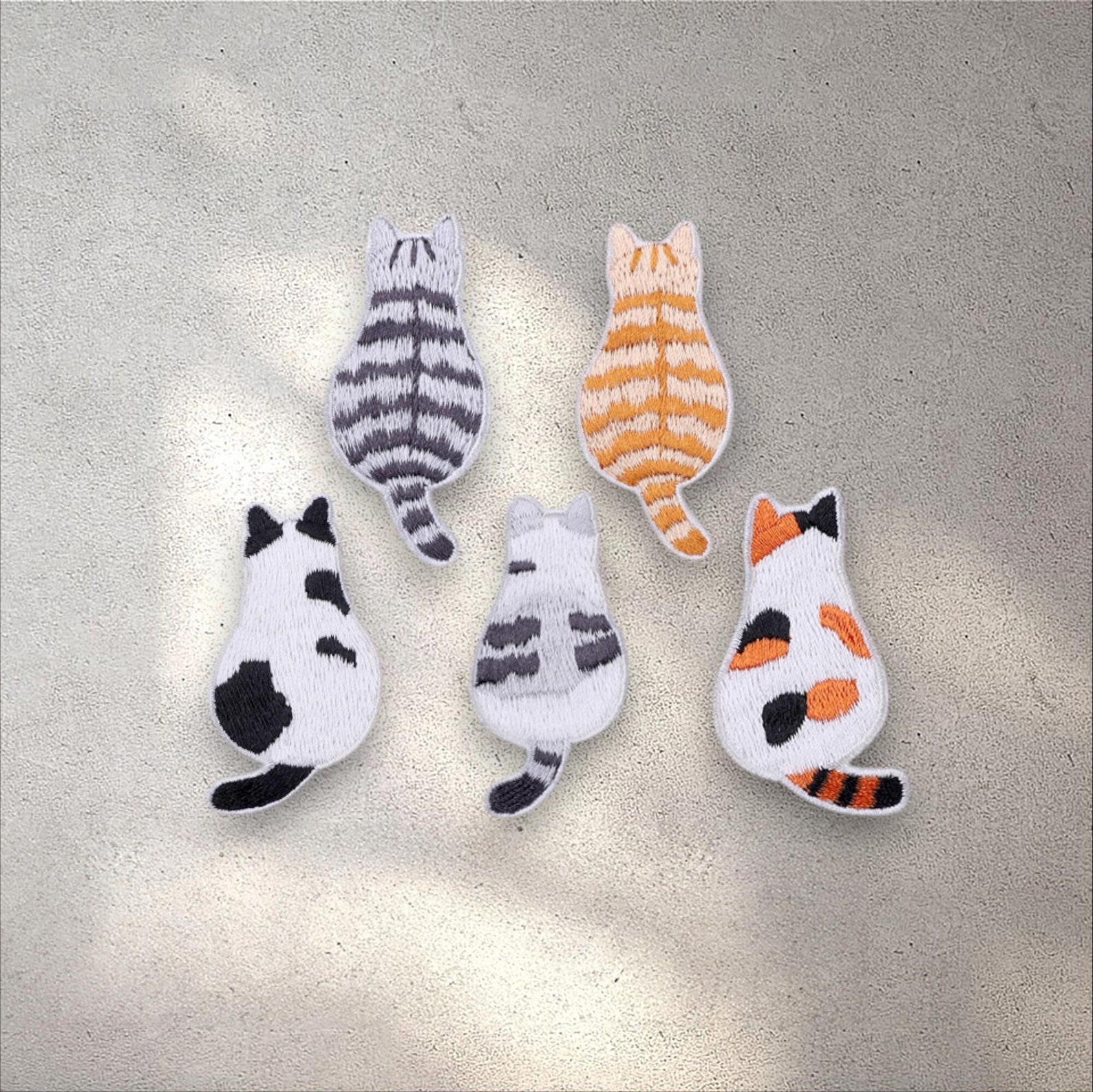 Set of 3, Back of Cats Embroidered Stick on Patch, Cats Sitting Back ...