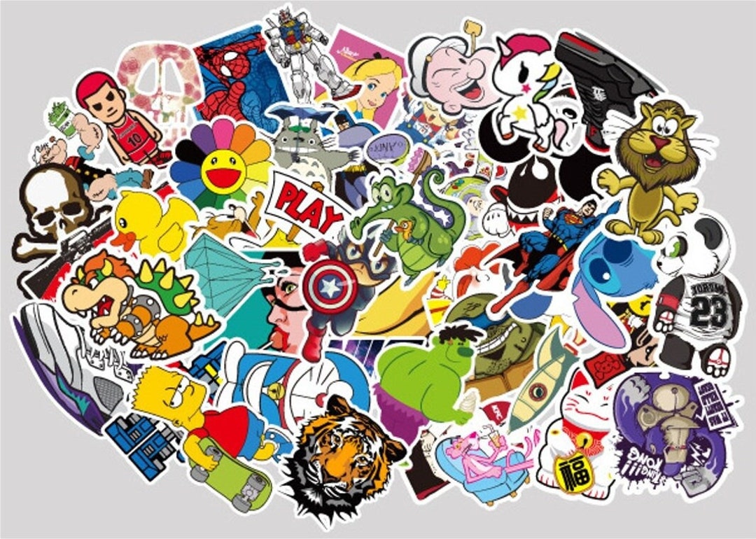 100 PCS PVC Cartoon Sticker Pack Waterproof Stickers for Laptop, Phone ...