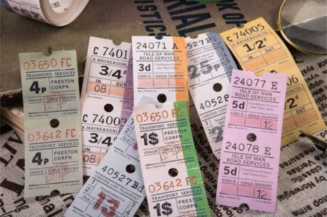 Vintage Ticket Stickers, British Bus Ticket Paper Sticker Roll, Masking ...