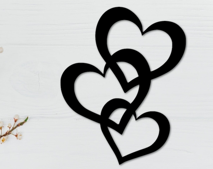 Stacked Hearts Sign 3 Hearts Wall Decor Cutout Metal Hearts Love Decor ...