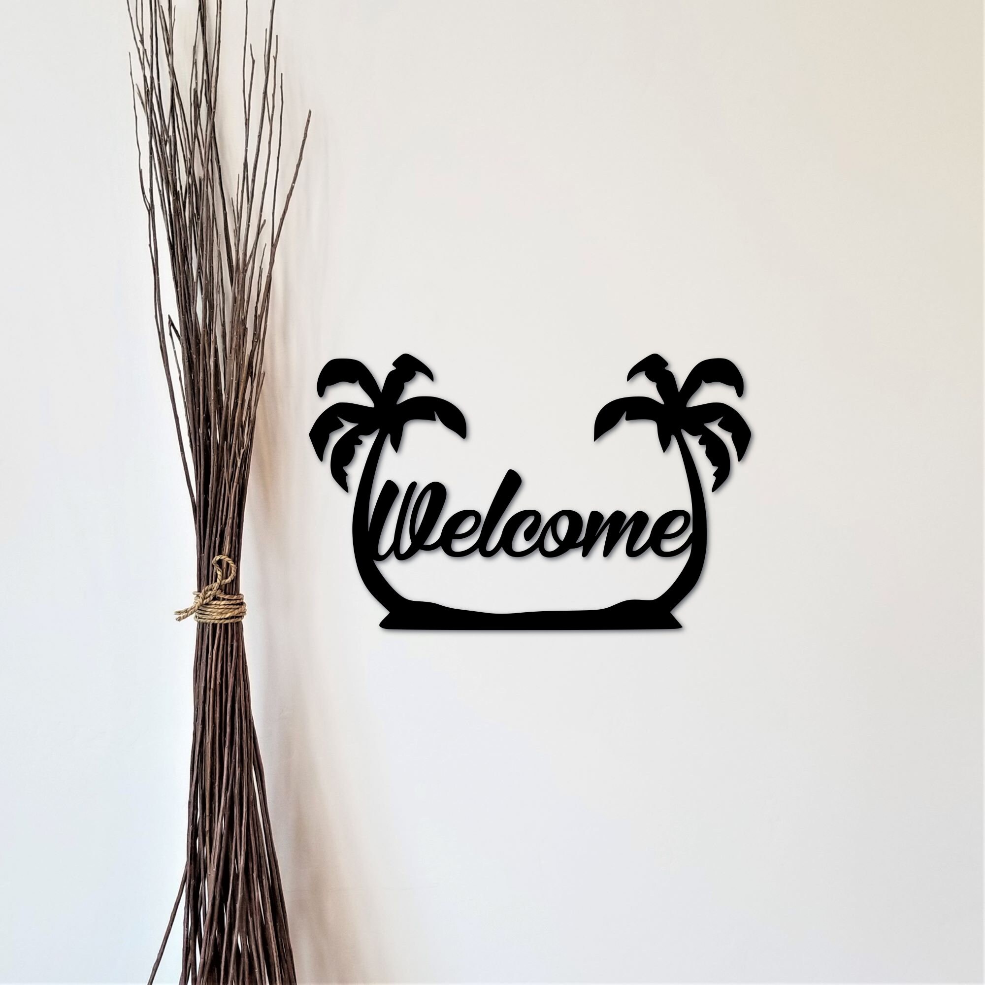 Palm Tree Welcome Sign Front Door Hanger Entryway Sign | Etsy