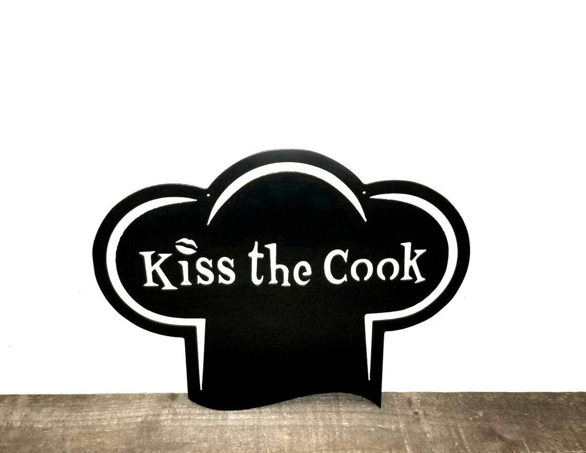 Kiss the Cook Sign Metal Wall Art Chef Gift Kitchen | Etsy