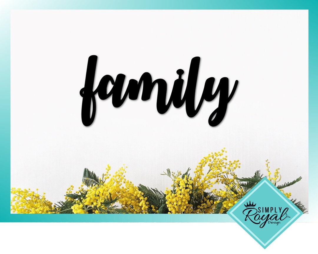 Family Word Sign Metal Wall Decor Family Sign Script Words for the Wall ...