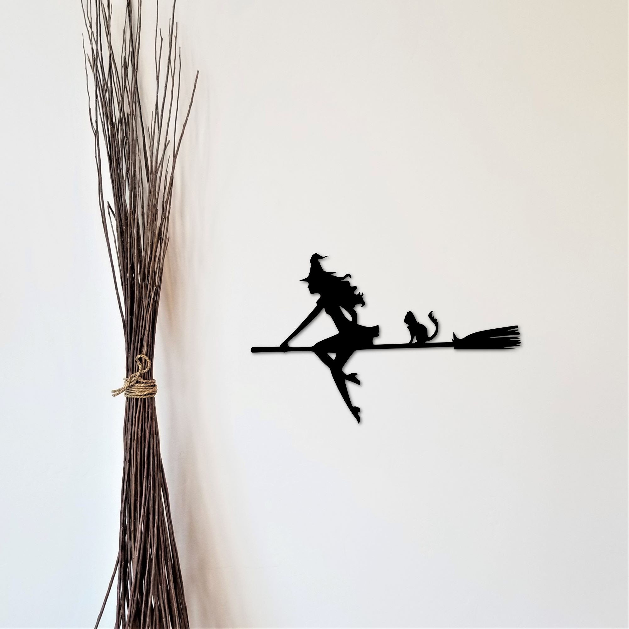 Halloween Witch and Cat Corner Sign Metal Wall Door Corner - Etsy