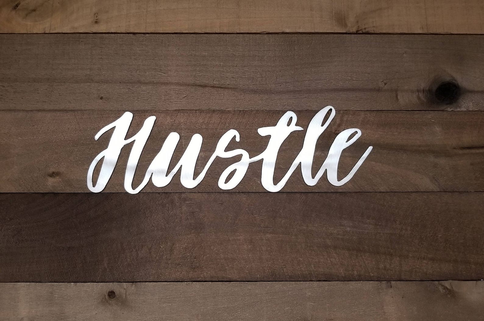 Hustle Word Sign Script Word for the Wall Hustle Metal - Etsy