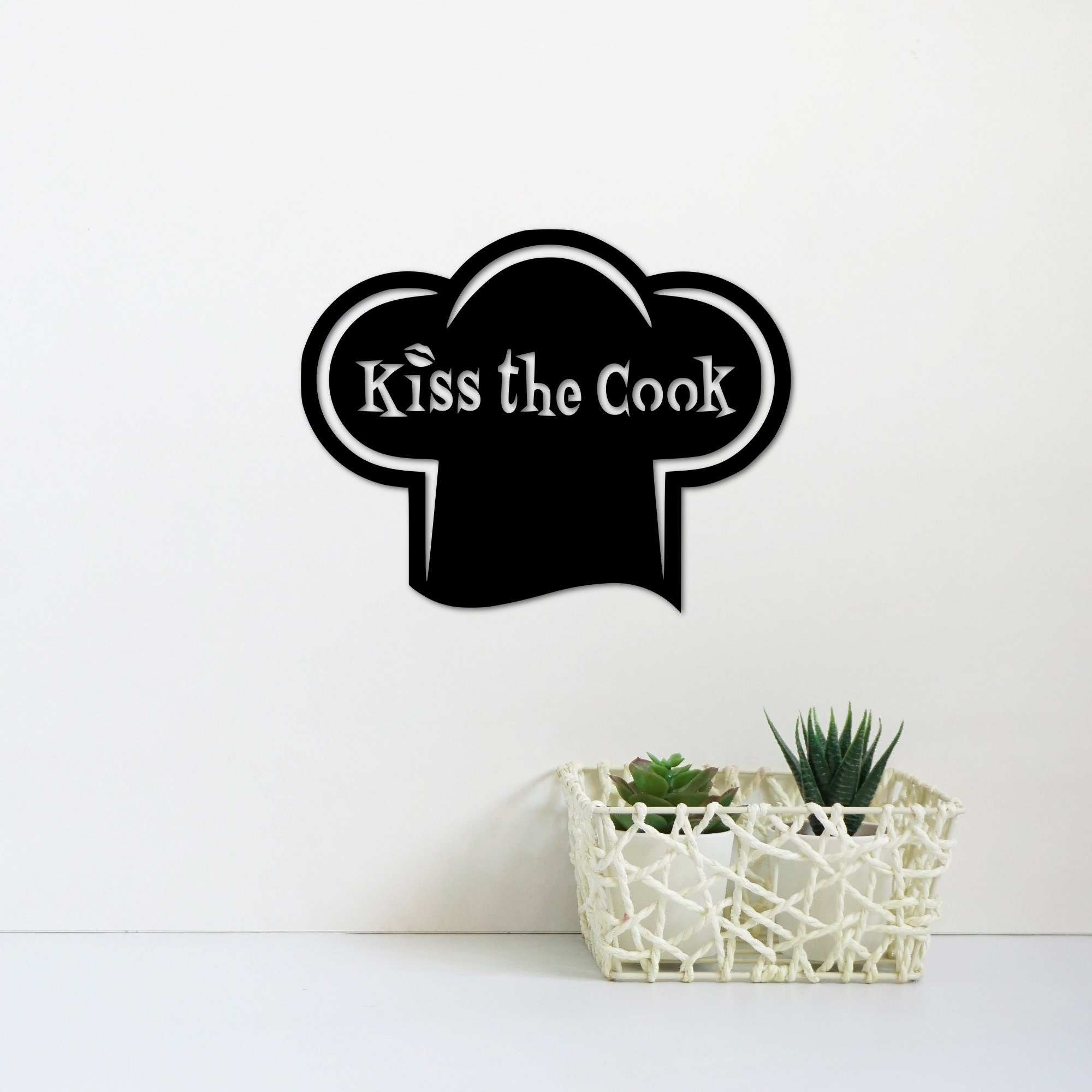 Kiss the Cook Sign Metal Wall Art Chef Gift Kitchen | Etsy