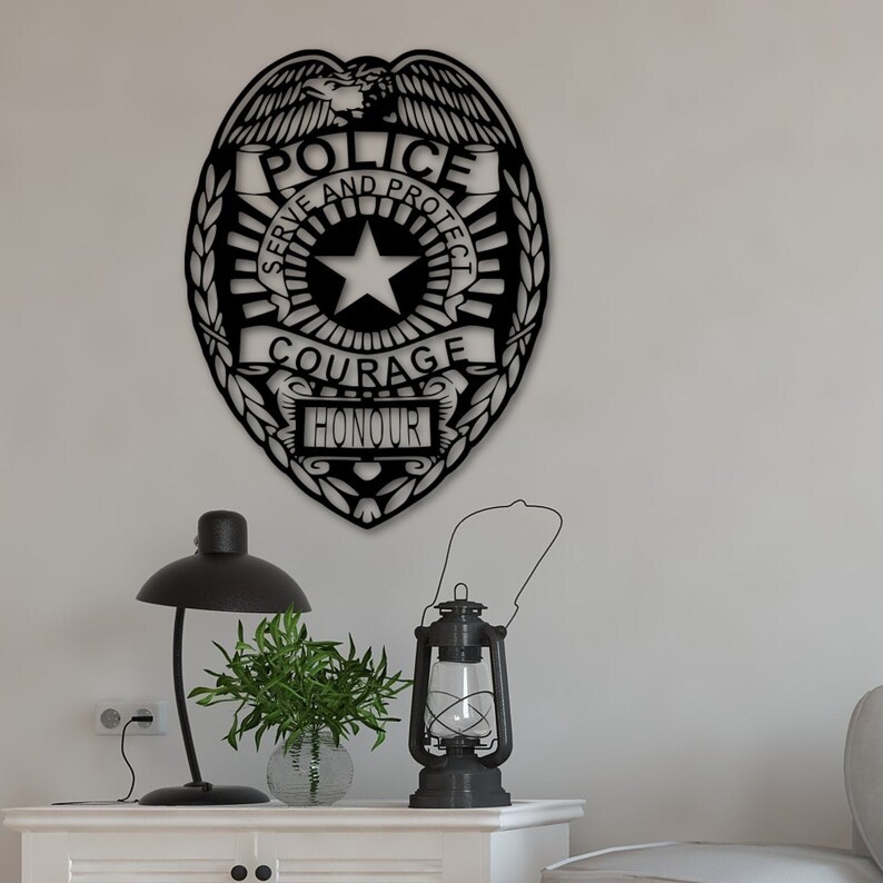 Police Badge Metal Wall Art Law Enforcement Sign Police Art | Etsy