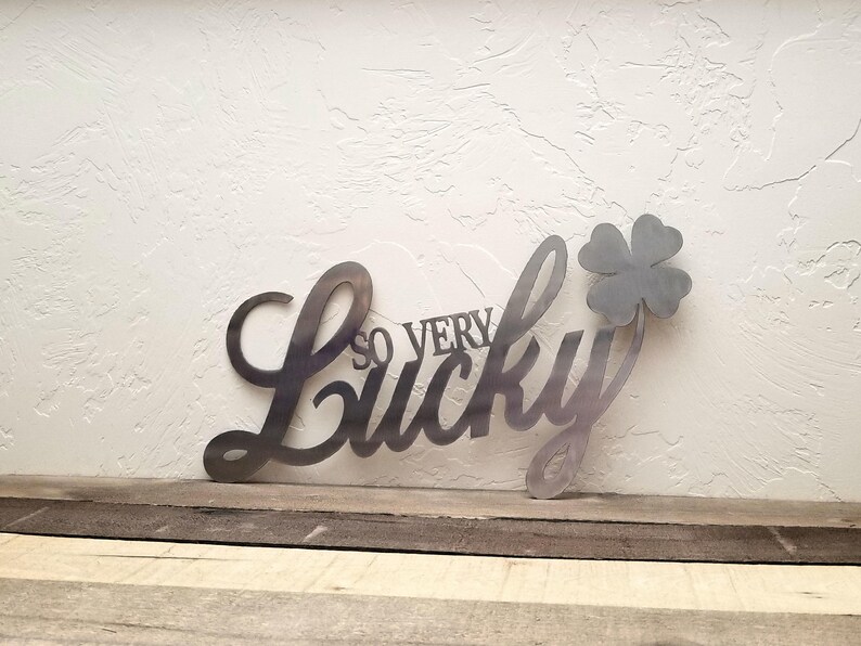 So Very Lucky Sign Metal Wall Decor Shamrock Lucky Word | Etsy