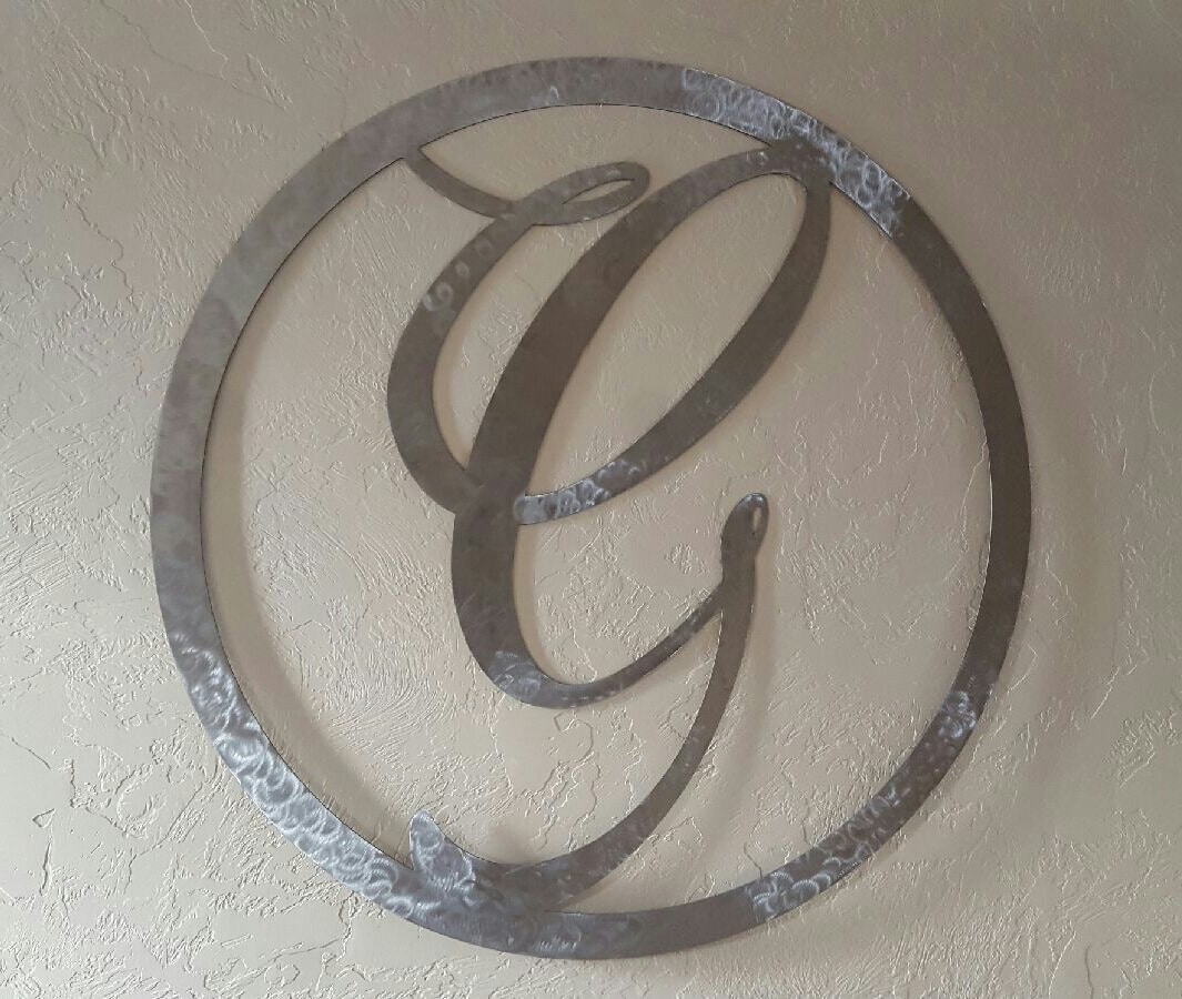 Round Metal Letter Sign Custom Last Name Initial Monogram - Etsy