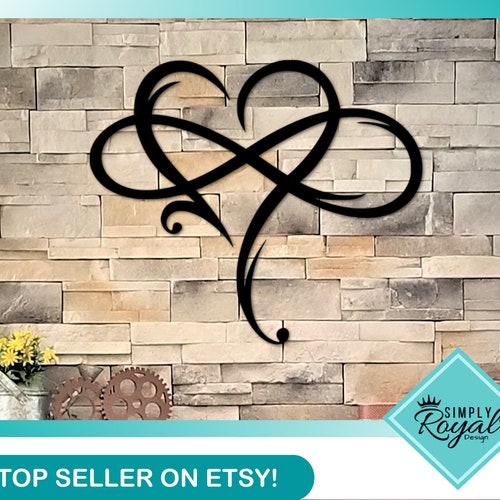 Metal Infinity Heart Sign Metal Infinity Symbol and Heart - Etsy