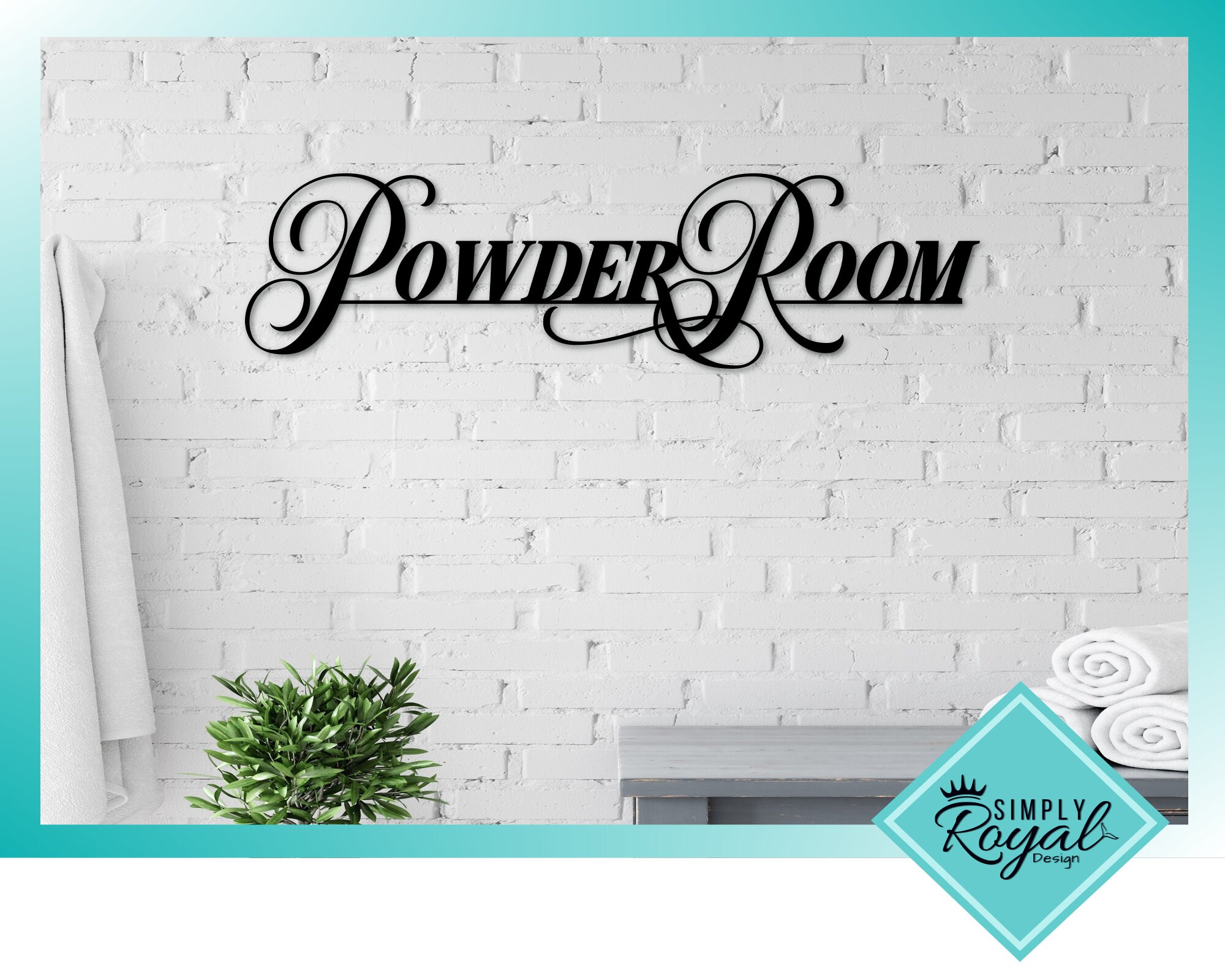 Metal Powder Room Sign Restroom Decor Metal Wall Art | Etsy