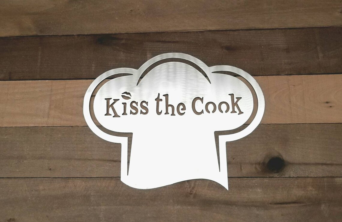 Kiss the Cook Sign Metal Wall Art Chef Gift Kitchen | Etsy