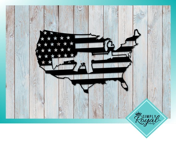 American Flag Metal Wall Art United States Map Flag With - Etsy