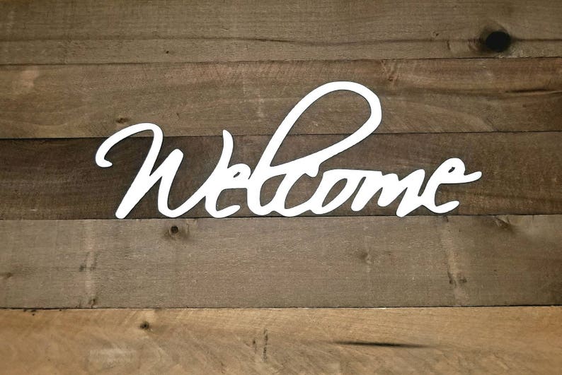 Welcome Sign Cursive Welcome Word Metal Wall Art - Etsy Ireland