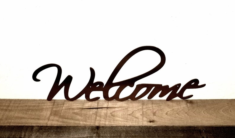 Welcome Sign Cursive Welcome Word Metal Wall Art - Etsy Ireland