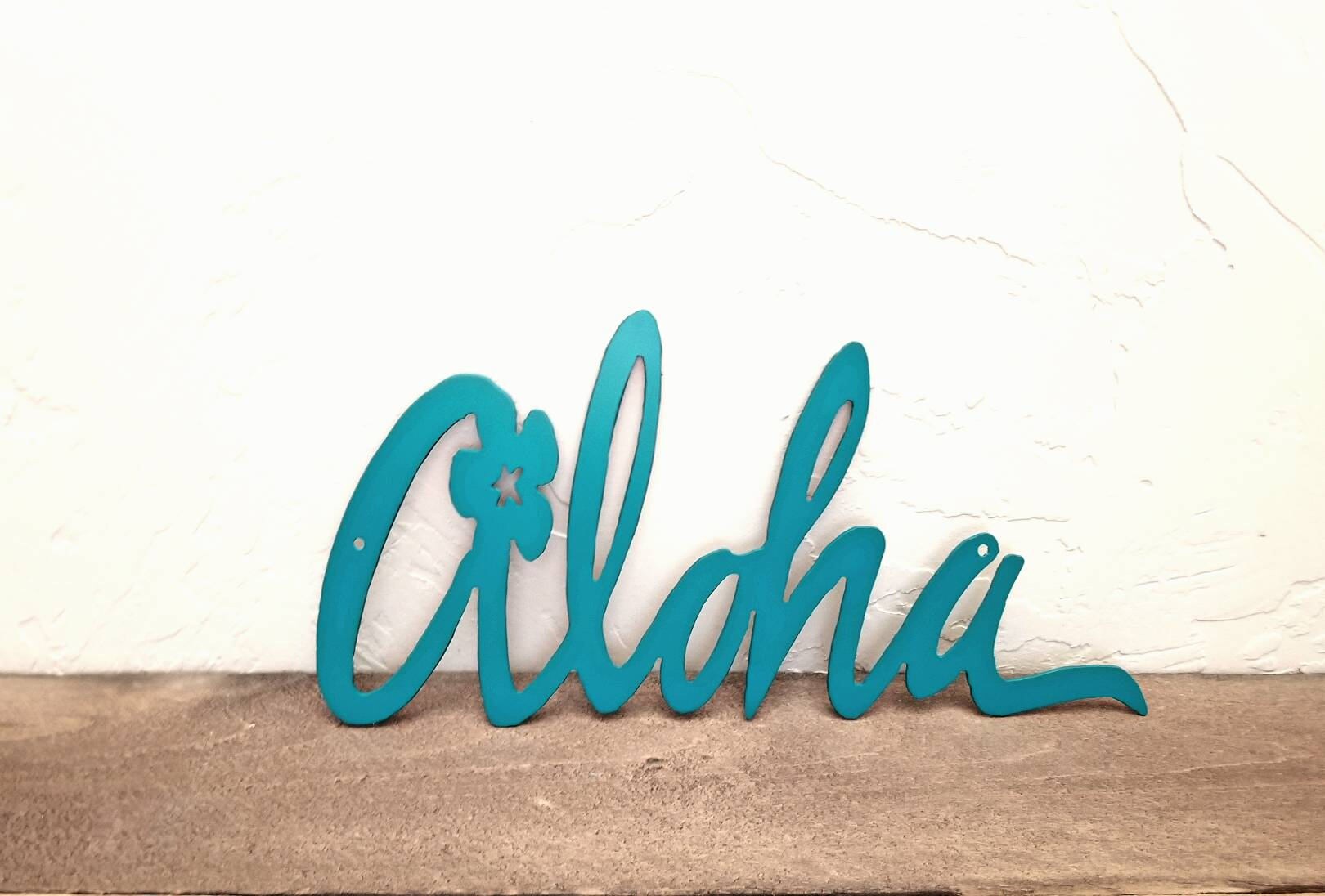 Metal Aloha Sign with Flower Hawaiian Decor Hawaii Art | Etsy
