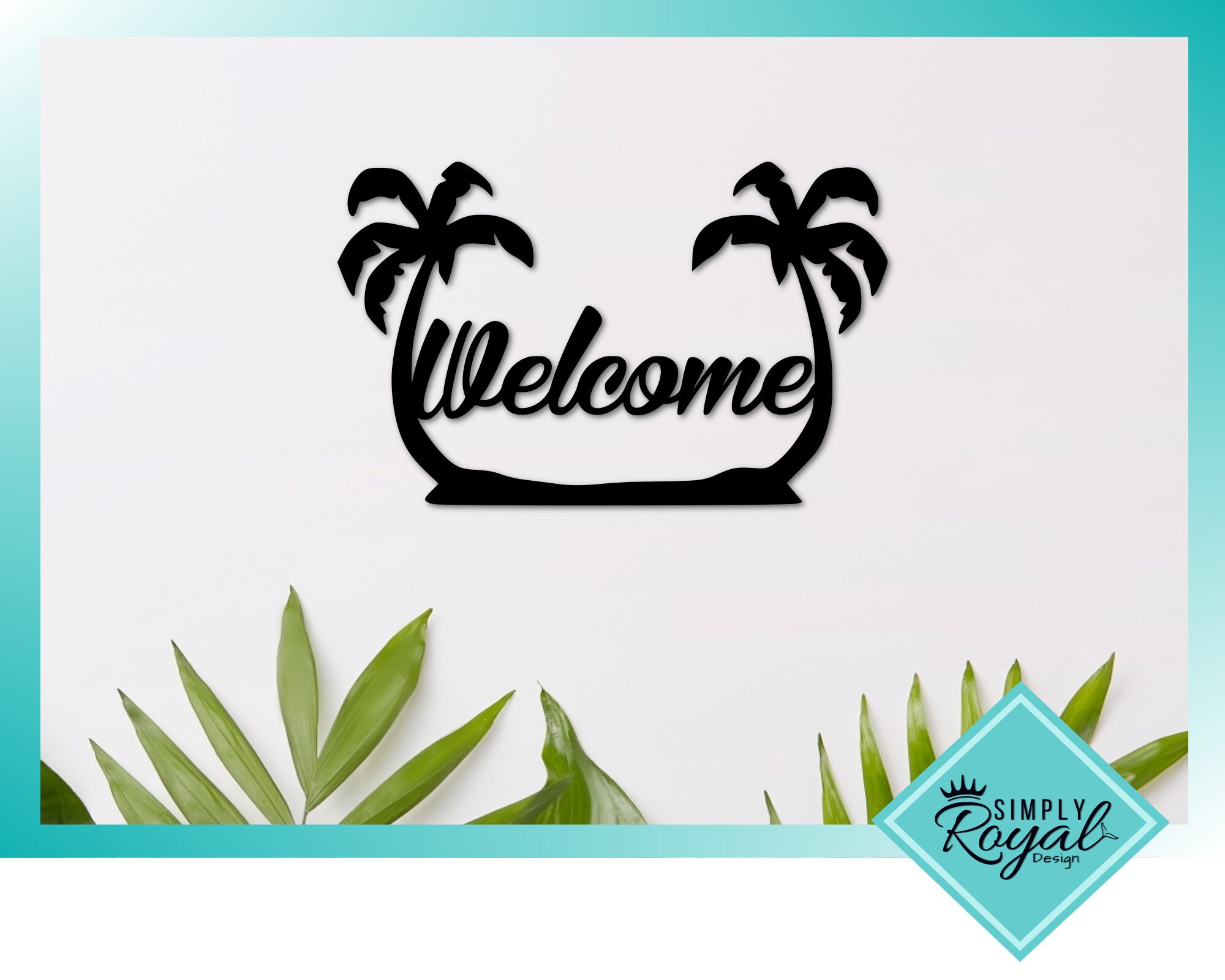 Palm Tree Welcome Sign Front Door Hanger Entryway Sign | Etsy