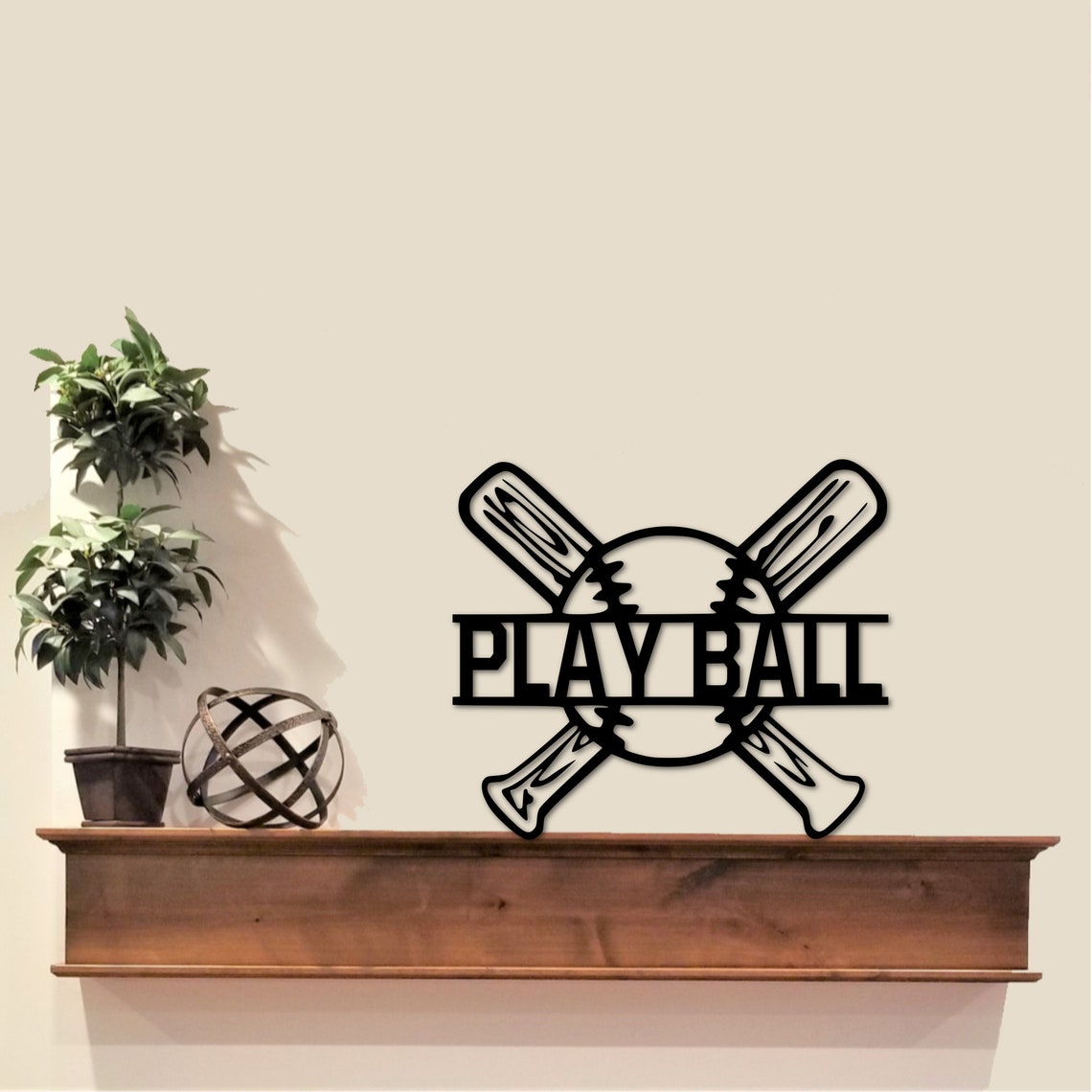 Play Ball Baseball Sign With Baseball and Bat Metal Wall Art - Etsy