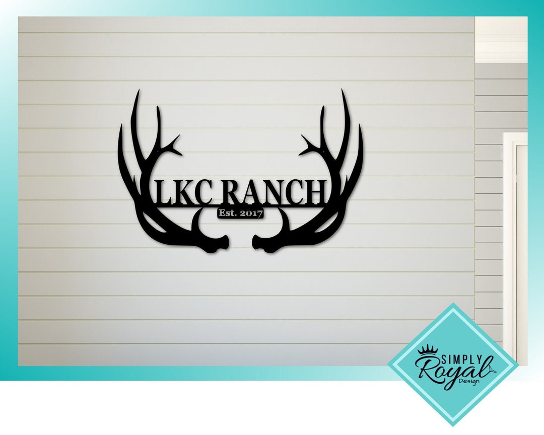 Antlers Name Sign Custom Deer Antlers Last Name Sign Personalized Metal ...