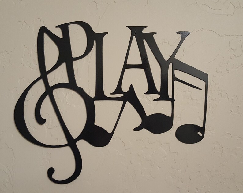 Play Word Music Decor Metal Play Sign Musician Wall Decor | Etsy