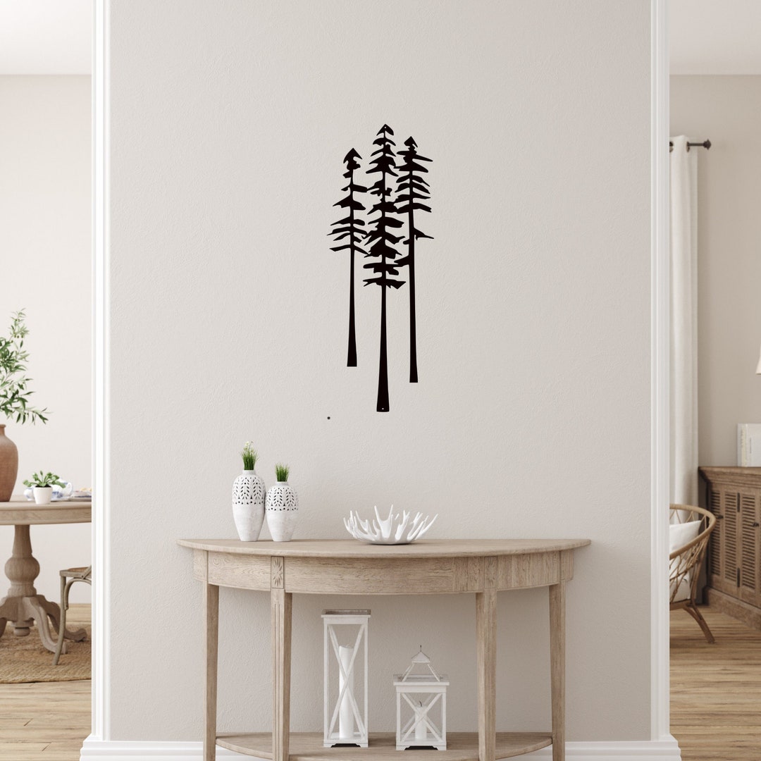 Wispy Pine Trees Metal Wall Art Cedar Tree Metal Sign Three Trees Home ...