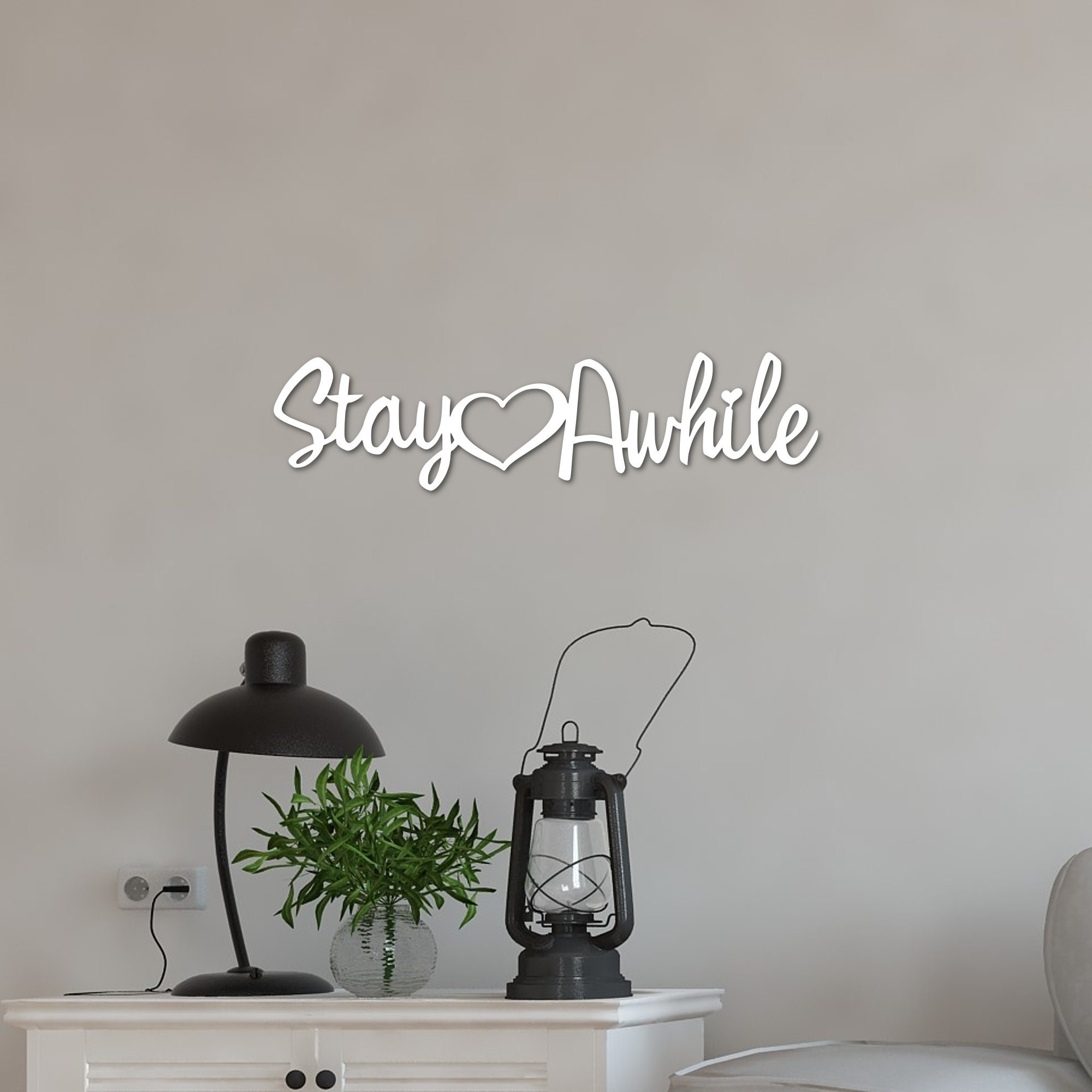 Stay Awhile Sign Metal Wall Art Living Room Signs | Etsy