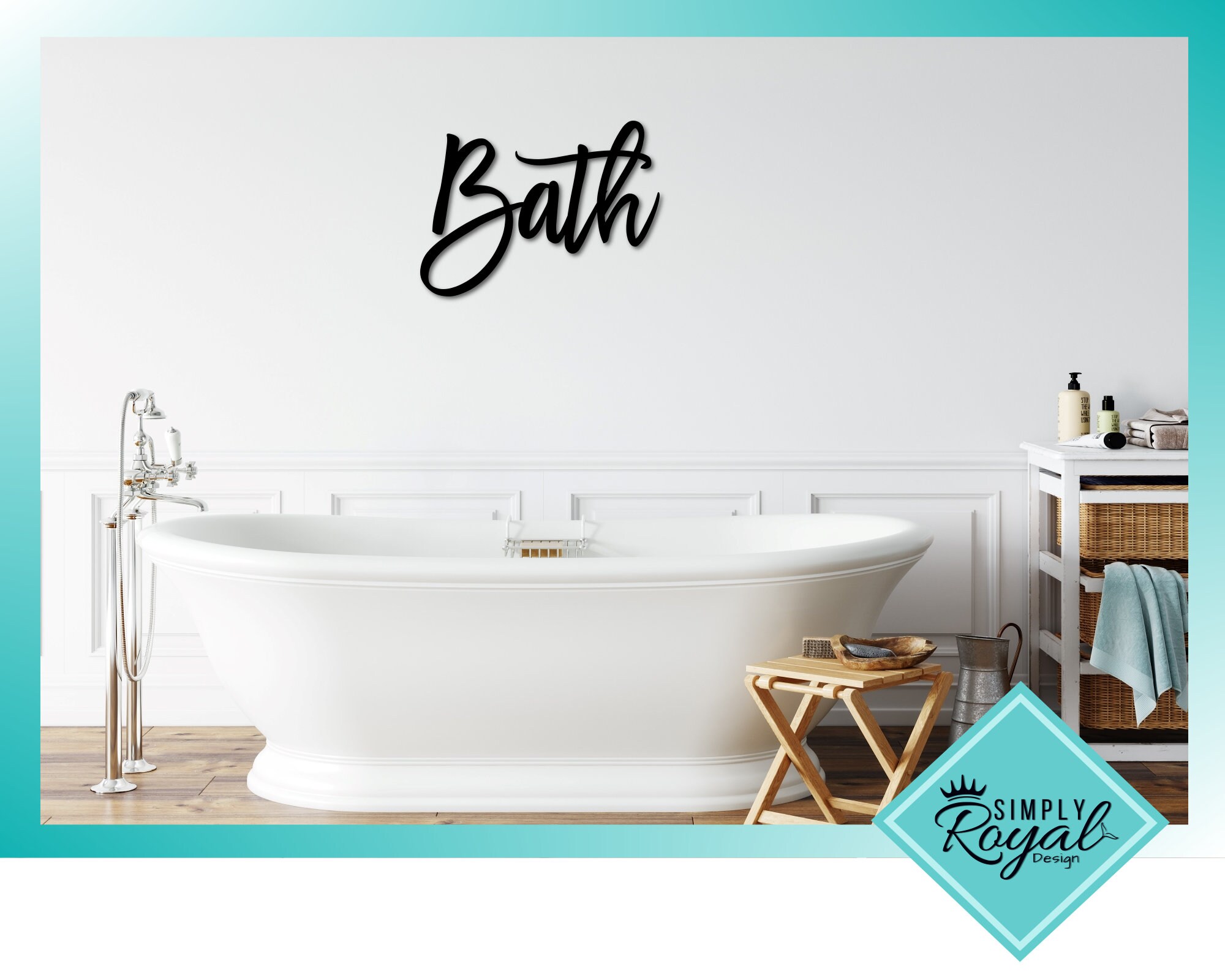 Bath Sign Cursive Bathroom Sign Metal Cursive Word Sign | Etsy