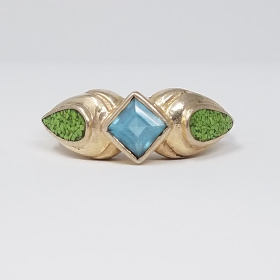 Blue Topaz & Gaspeite Ring Size 7.75/Sterling Silver/… - Gem