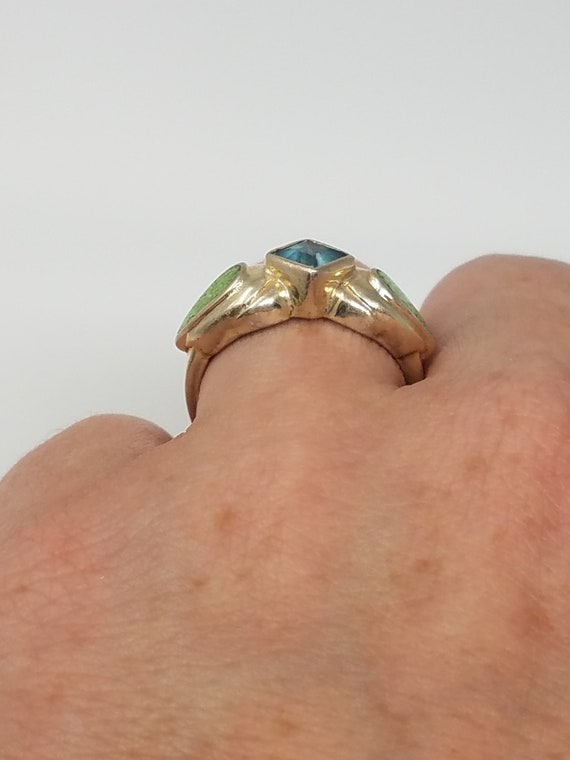 Blue Topaz & Gaspeite Ring Size 7.75/Sterling Silver/… - Gem