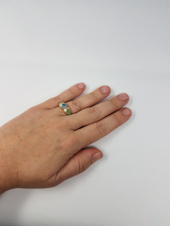 Blue Topaz & Gaspeite Ring Size 7.75/Sterling Silver/… - Gem