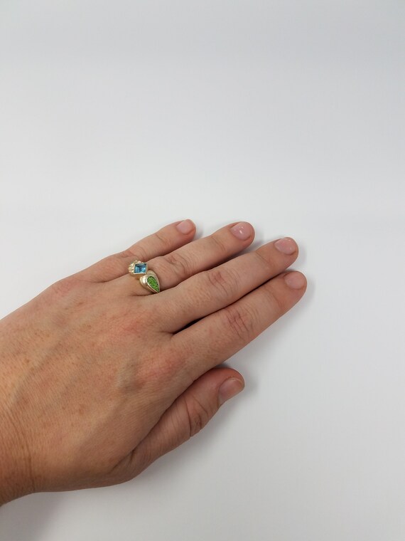 Blue Topaz & Gaspeite Ring Size 7.75/Sterling Silver/… - Gem