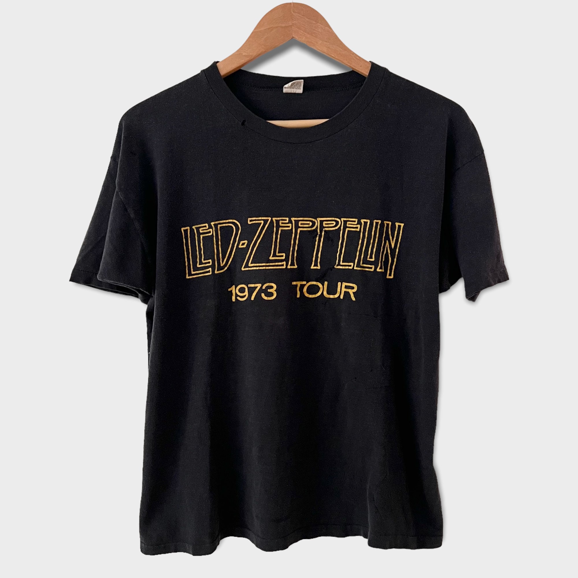 1973 Led Zeppelin SHOWCO Tour Crew Vintage Band Rock Tee 1973 Led Zeppelin SHOWCO Tour Crew Vintage Band Rock Tee