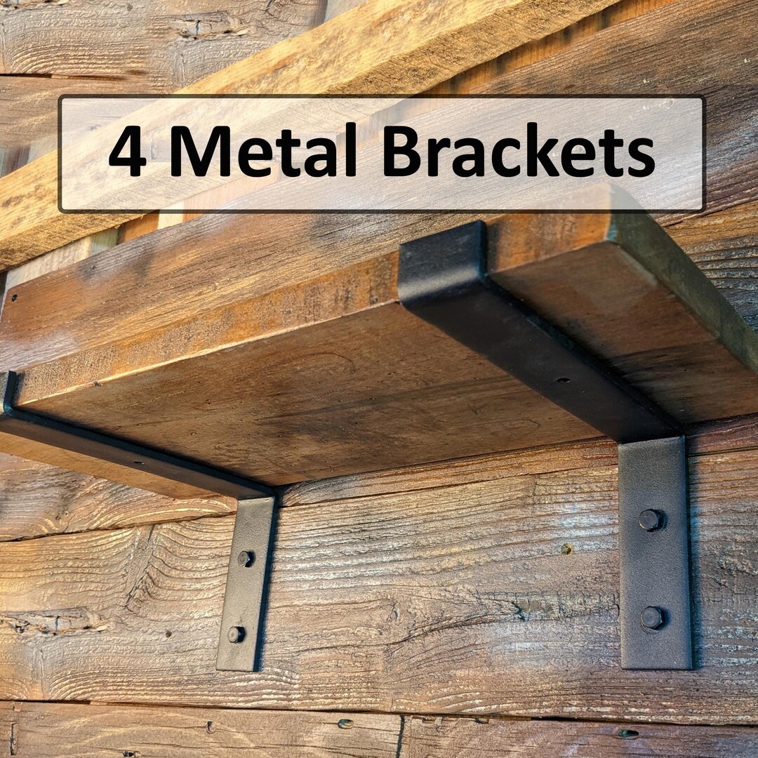 4 Heavy Duty Metal Steel Shelf Brackets for Wooden Shelf B - 3 Sizes 6 ...