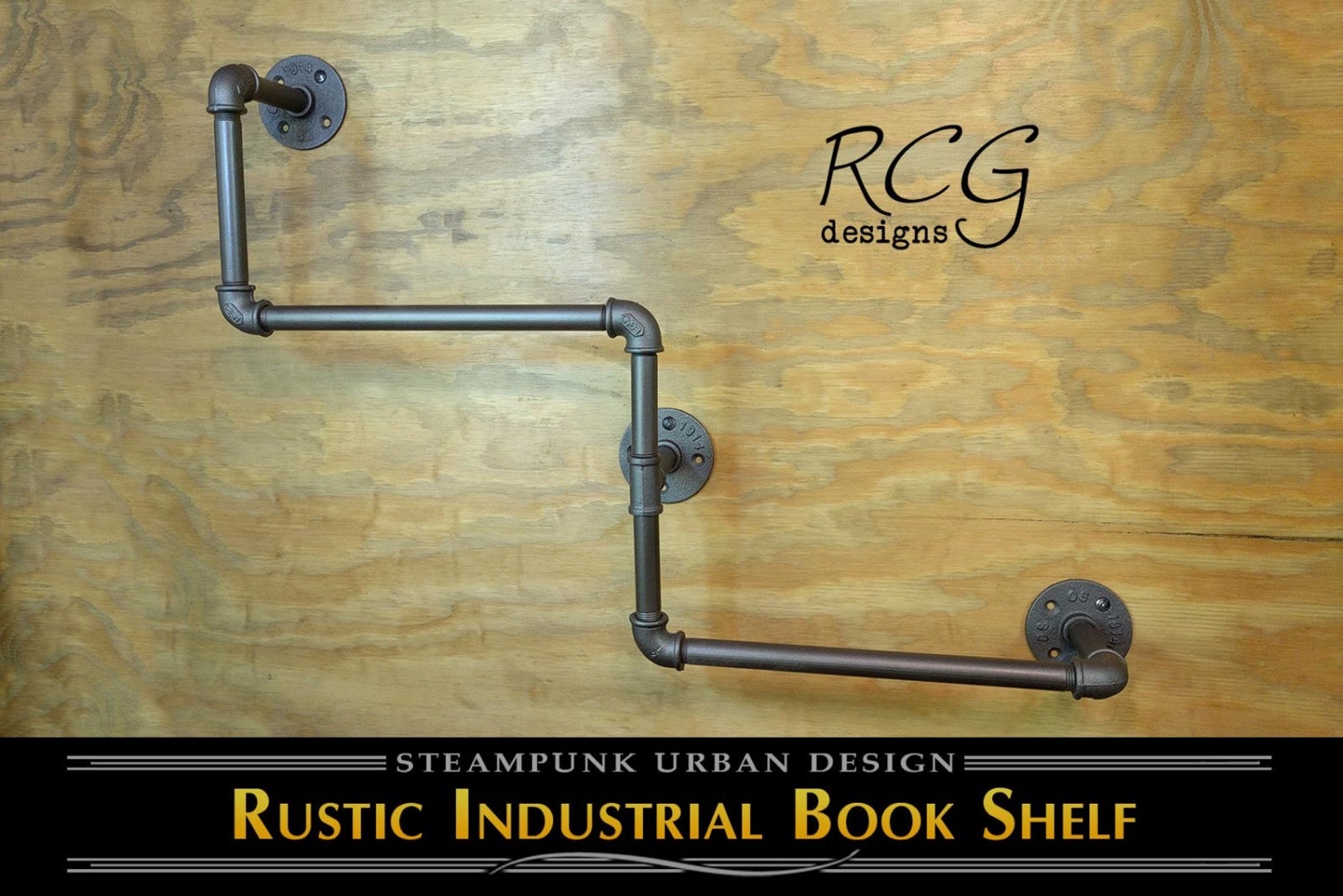 The Calvin - Industrial Pipe Bookshelf (2 Configurations) - Rustic ...