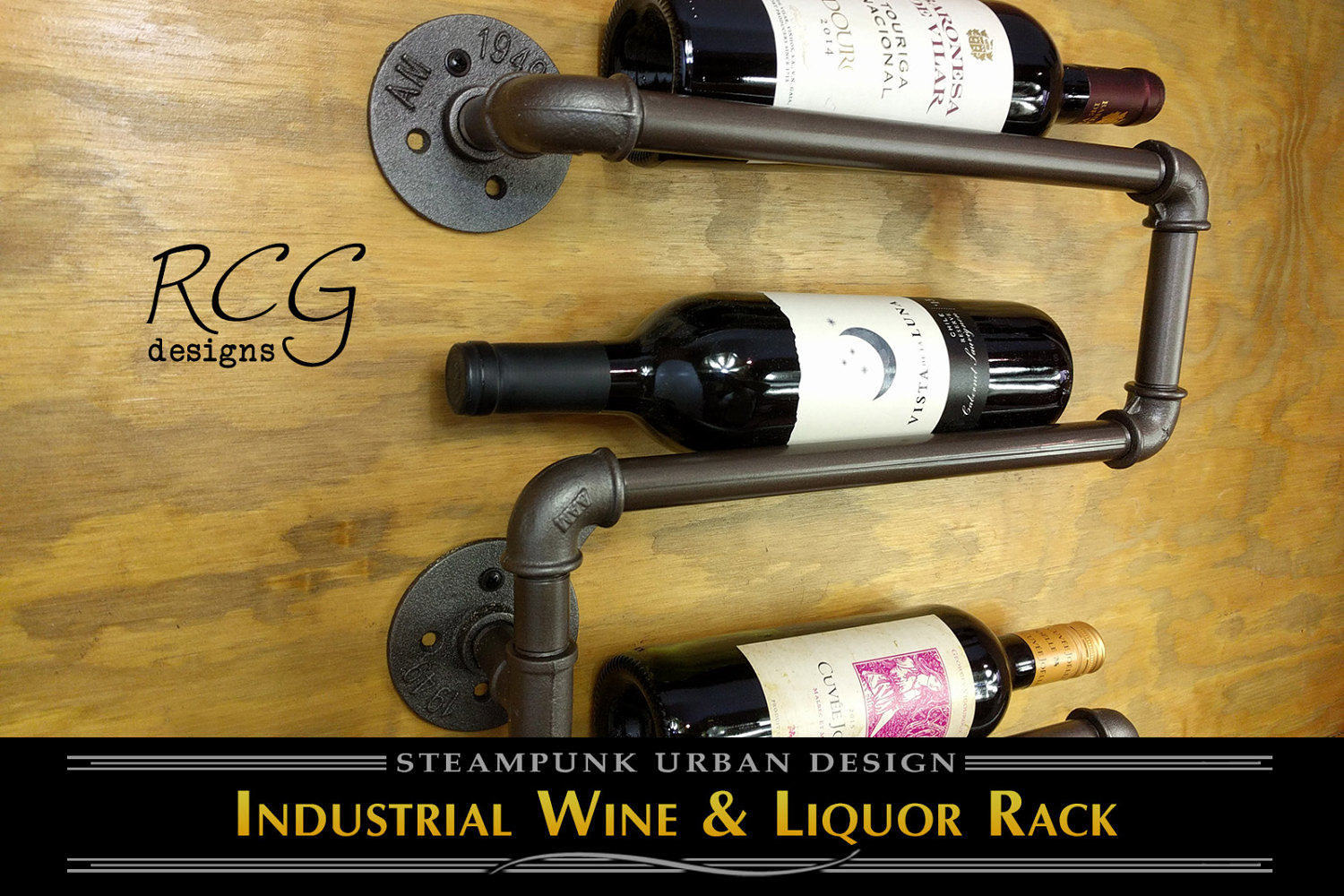 The Samantha Industrial Pipe Wine & Liquor Rack Shelf | Etsy