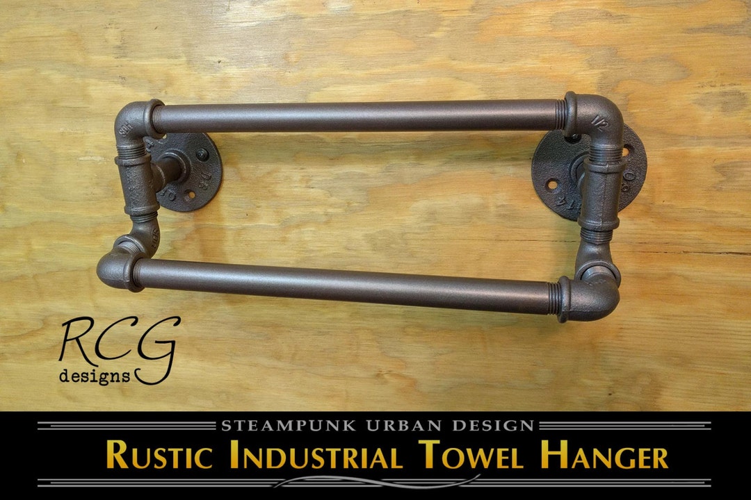 The Eugene - 17"+ Double Towel Rack - Urban, Rustic, Shelving, Pipe - Etsy