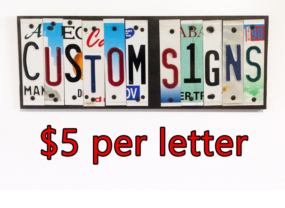 License Plate Signs 5 Dollars/letter - Personalized Name - Etsy